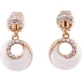 Gold Plated Rhinestone Enamel Round Shape Hollw-out Dangle Earrings for ...