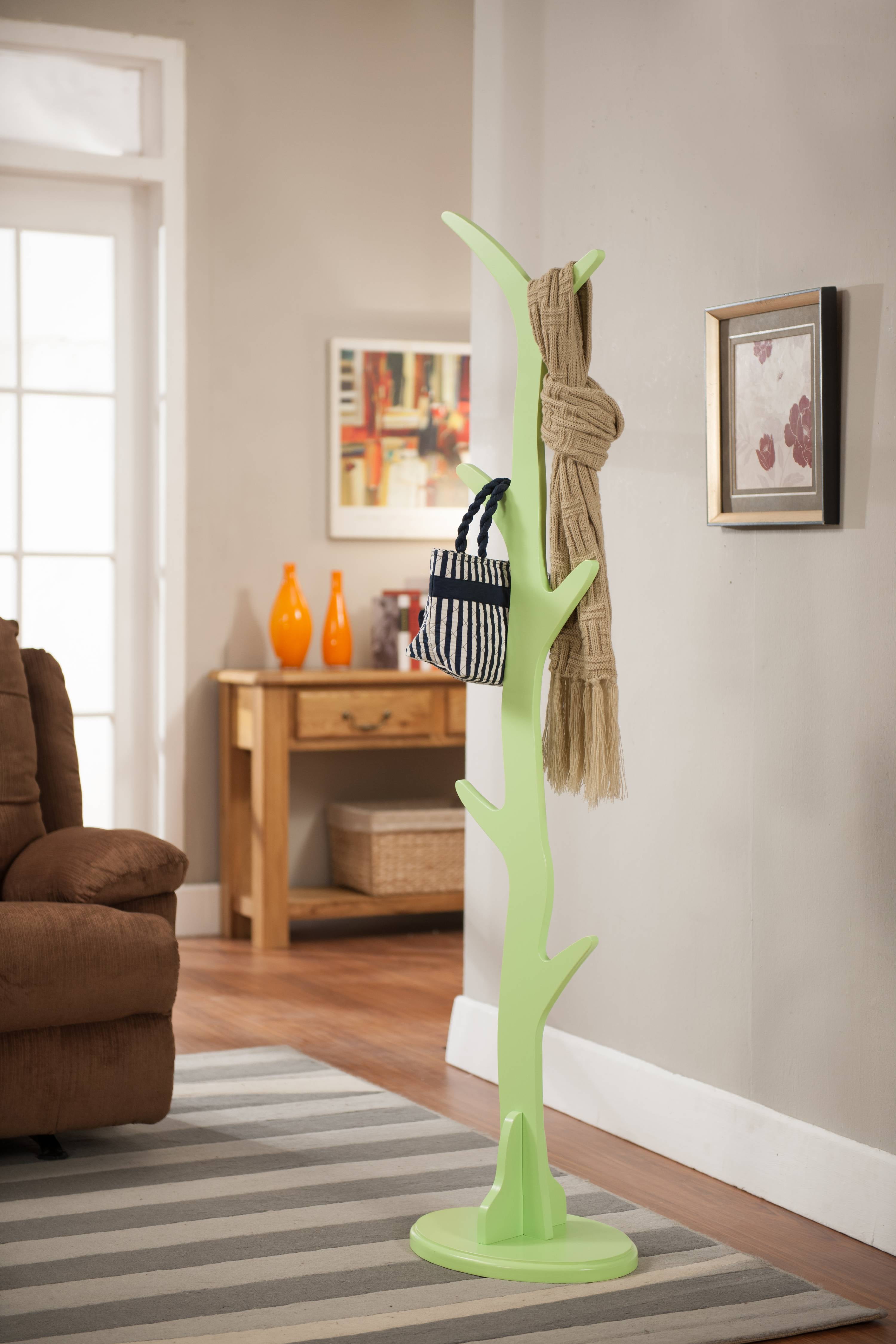 Chetwin Green Wood 6 Hook Entryway Tree Coat & Hat Rack, Contemporary ...