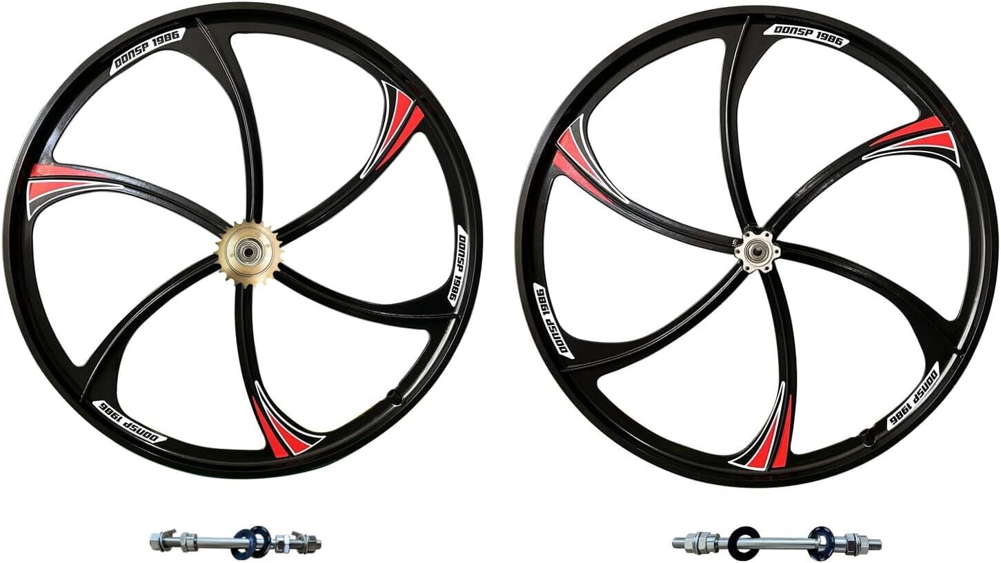 DONSP1986 26" Black Magnesium Mag Wheel Set & Flywheel-MTB Road Cruiser ...