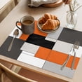 Burnt Orange Black Placemats Set of 8, Cotton Linen Fabric Place Mats ...