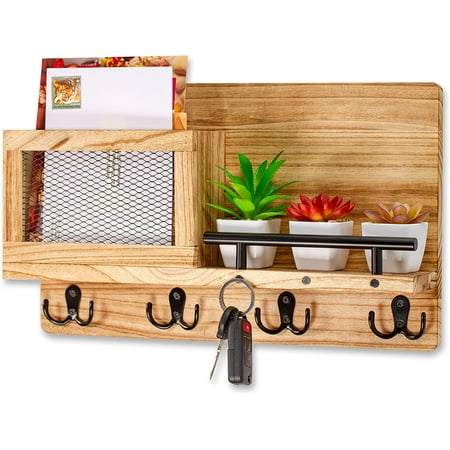 Mail and Key Holder for Wall with Decorative Key Hooks - Wall Mount in ...