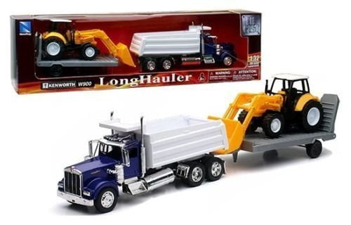 New 1:32 KENWORTH W900 DUMP TRUCK WITH WHEEL LOADER & Trailer SS-10663 ...