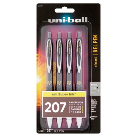 Uni-Ball 207 Retractable Micro Point Gel Pens, 4pk, Black - Walmart.com