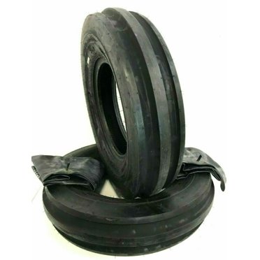 Set of Two 400x12 Front 3 Rib Tractor Tires With Tubes, Heavy Duty 4 PR ...