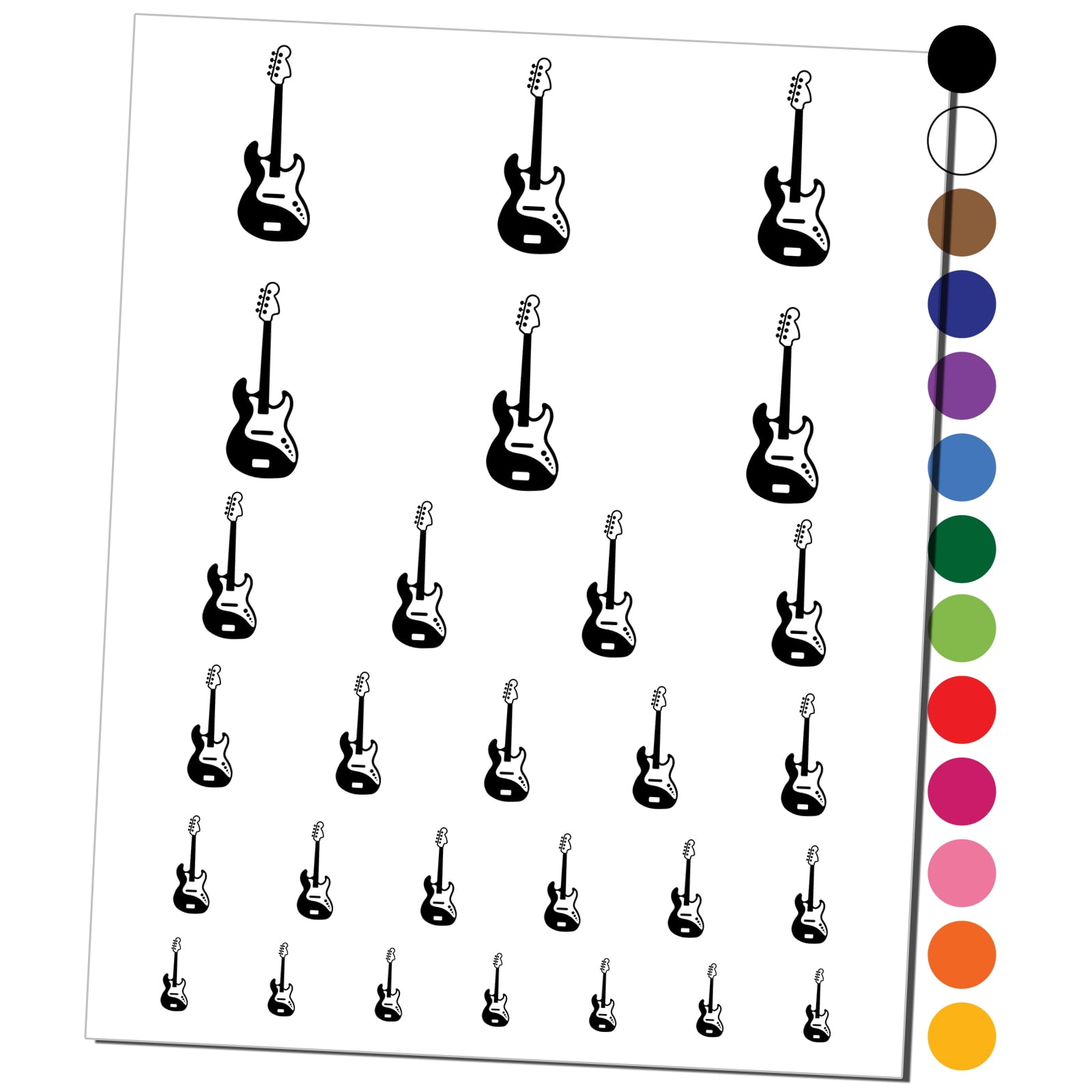 Electric Bass Guitar Rock Musical Instrument Water Resistant Temporary ...