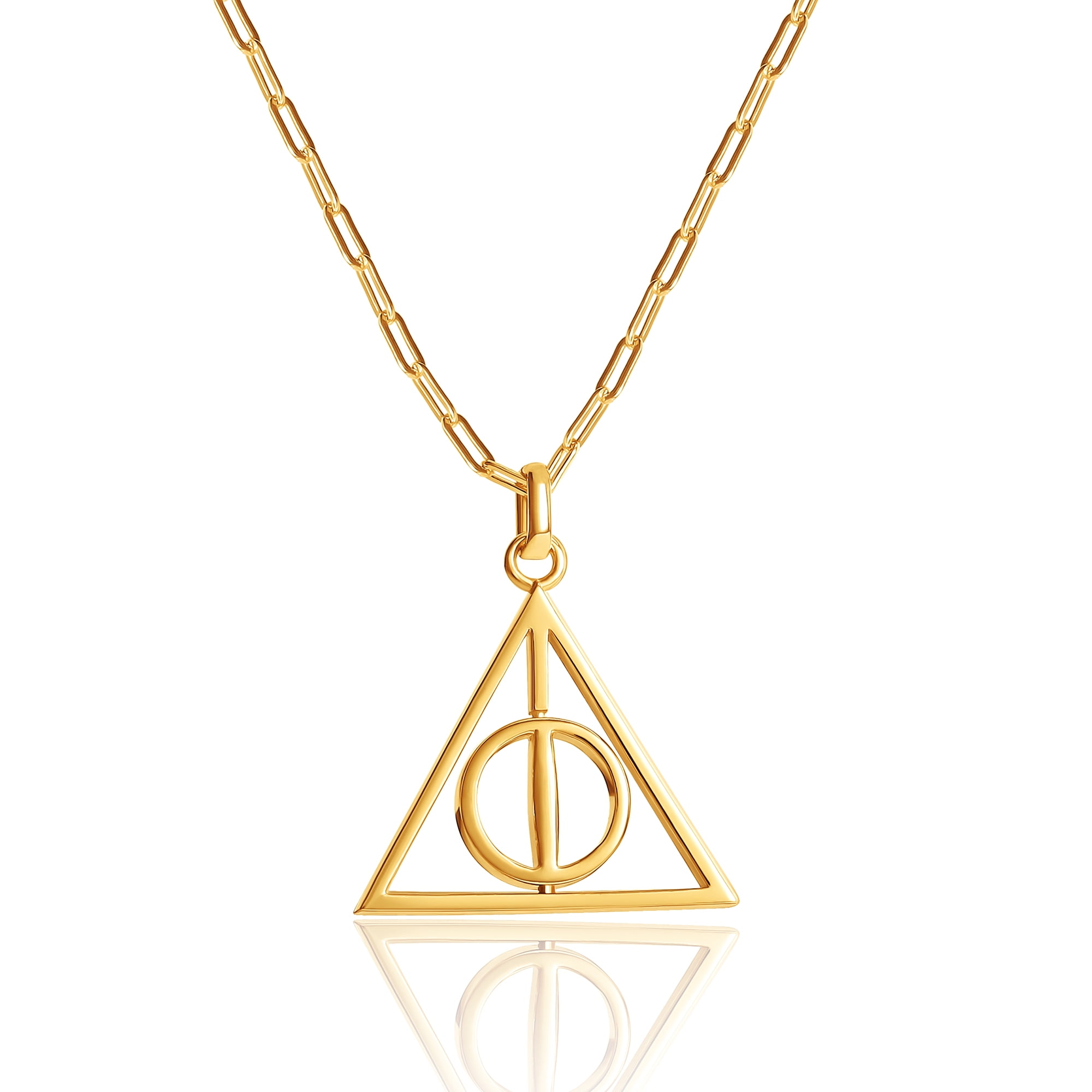 Harry Potter Women's 18K Gold Flash Plated Deathly Hallows Pendant ...