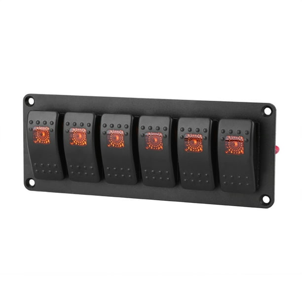 Boat Switch Panel,12-24V 6 Gang Rocker Gang LED Switch Panel Rocker ...