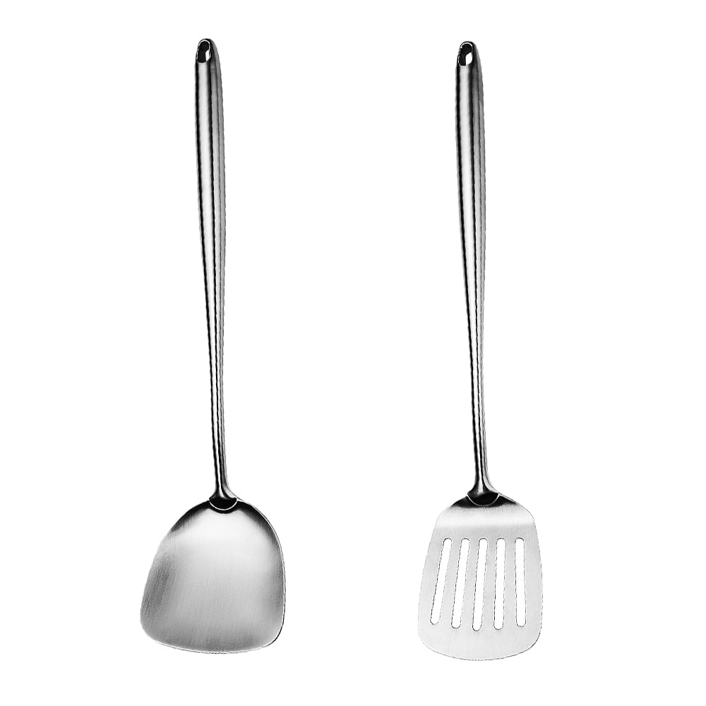 Set of 2 Heat-Resistant Wok Tools - High-Grade Stainless Steel Cooking ...
