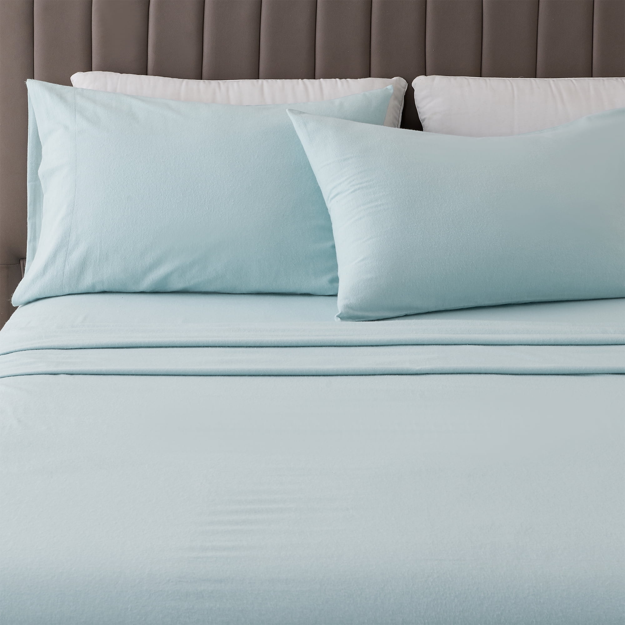 Great Bay Home Cotton Solid Flannel Sheet Set (Queen, Light Blue ...