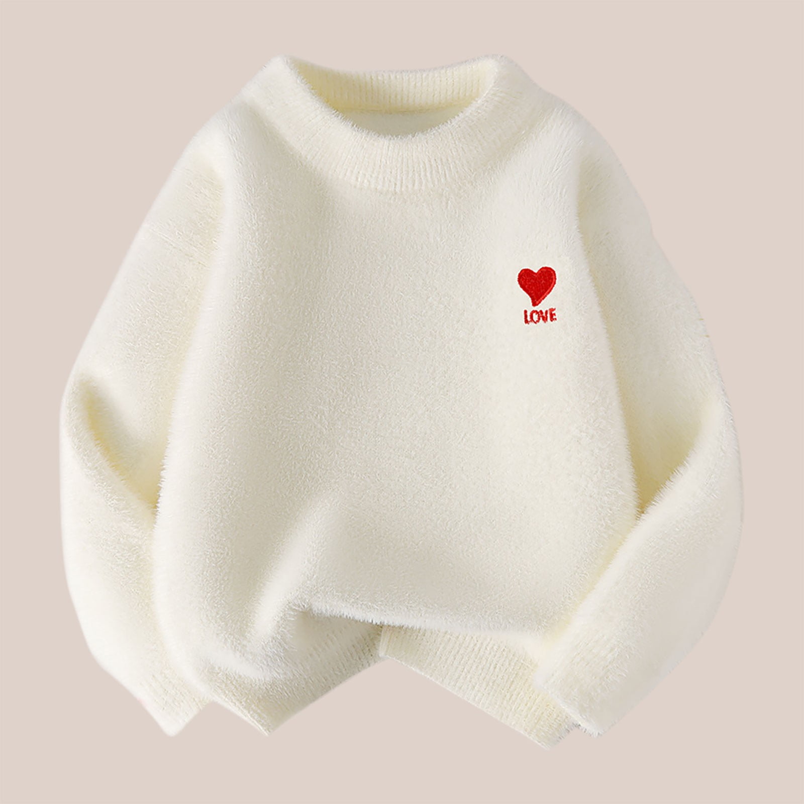 Click here for Rkstn White Girls Sweaters Unisex Heart Print Soli... prices