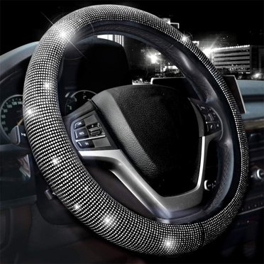 EING Steering Wheel Cover Leather Crystal Bling Anti-Slip Auto Car ...