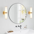 Set of 2 Gold & Marble Resin Wall Sconces - Modern Vertical LED Lights ...