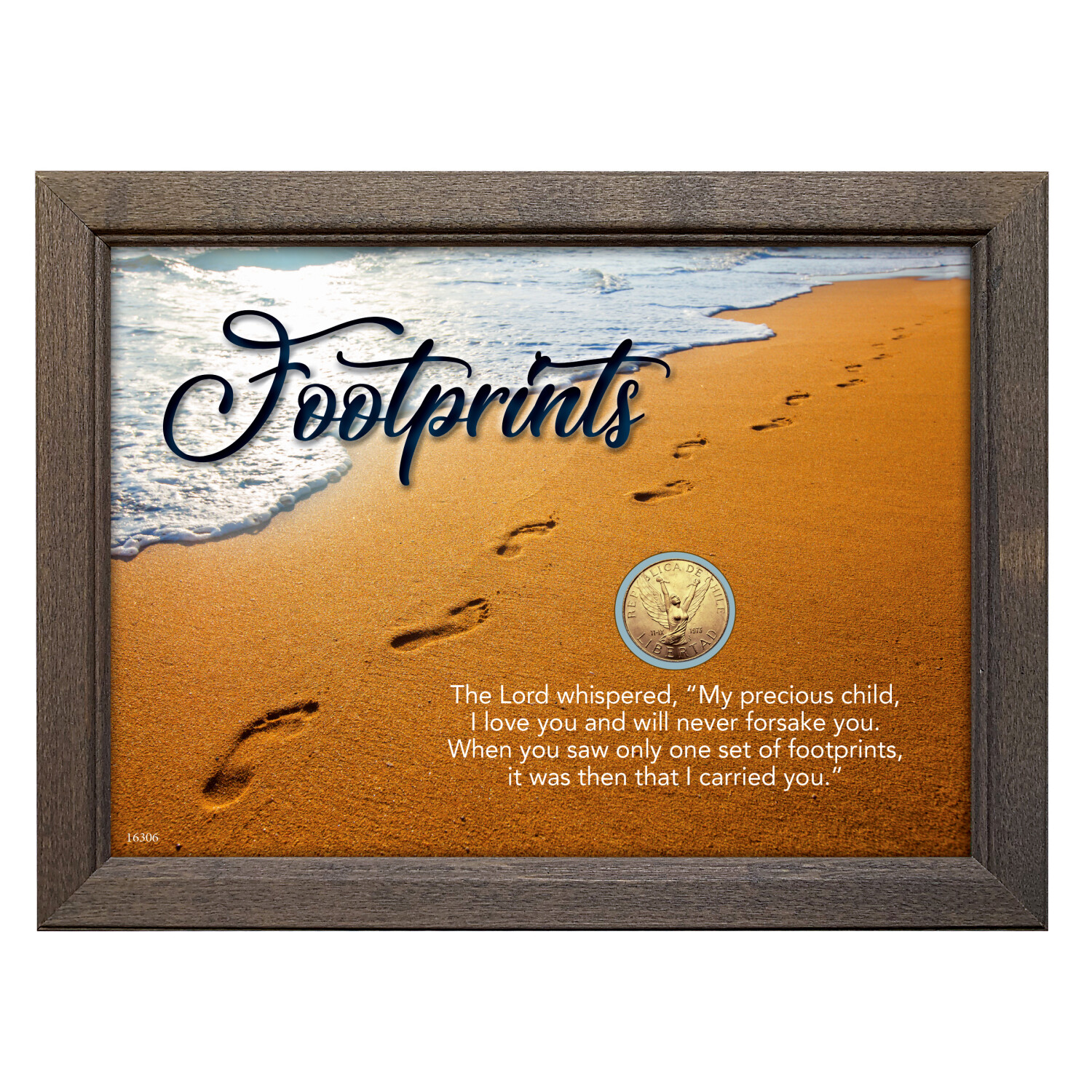 American Coin Treasures Footprints With Angel Coin in 5x7 Frame ...