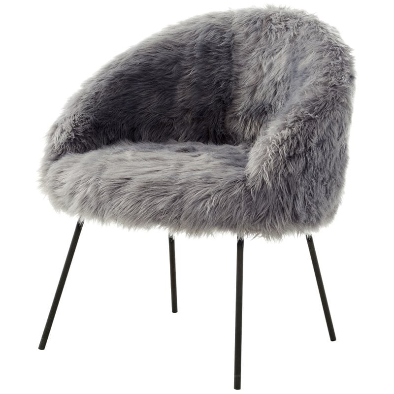 Brika Home Faux Fur Accent Chair in Gray - Walmart.com