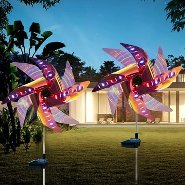 Solar Powered Spiral Wind Spinner Color Changing LED Light Wind Chimes ...