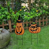 Metal Pumpkin Yard Sign Garden Stake Halloween Outdoor Decoration ...