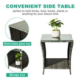 Patio Side Table, Rattan Propane Storage Box Propane Tank Cover Table ...