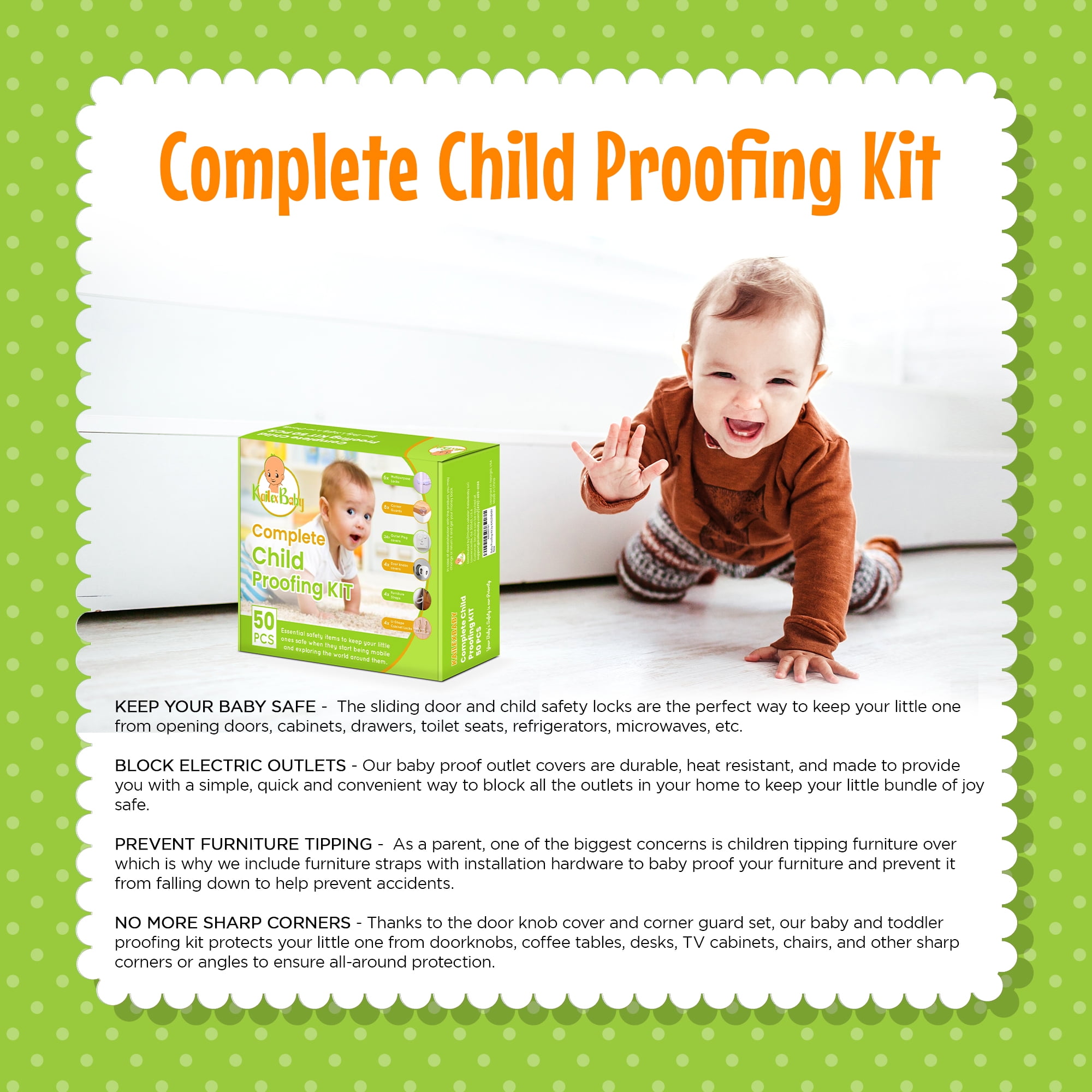 KAILEXBABY Baby Proofing Kit, Child Safety Cabinet Locks, Door Knob ...