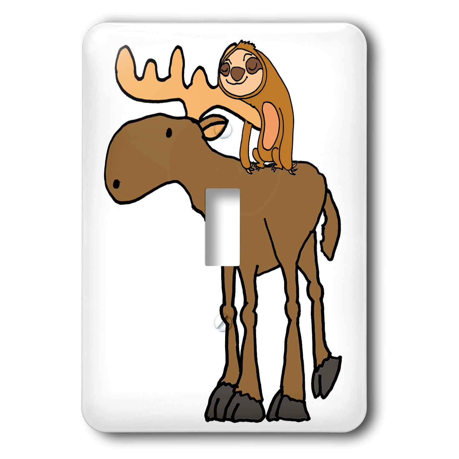 3dRose Cute Funny Unique Sloth Riding Moose Cartoon - Single Toggle ...