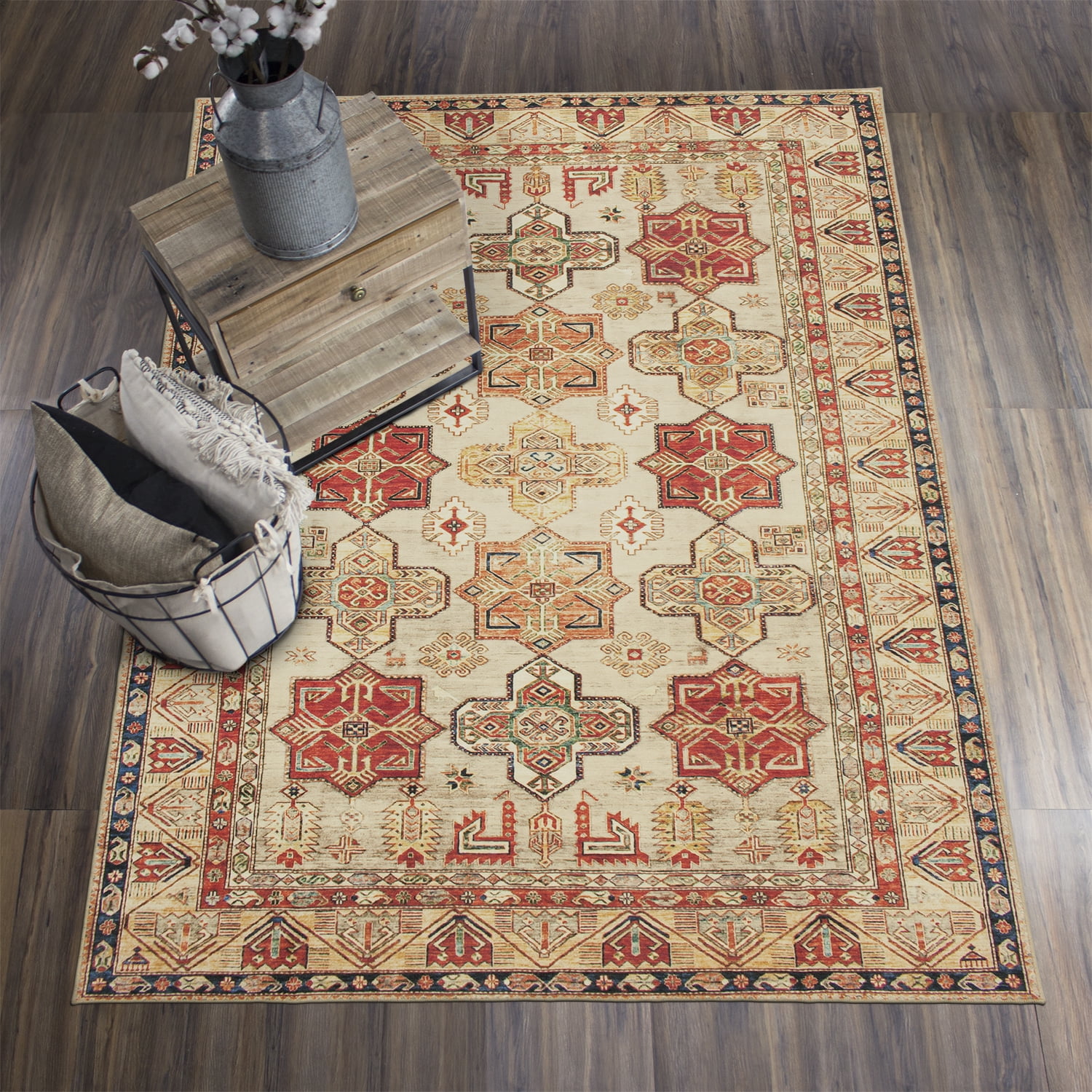 My Magic Carpet Machine Washable Area Rug Ottoman Natural 5X7 - Walmart.com