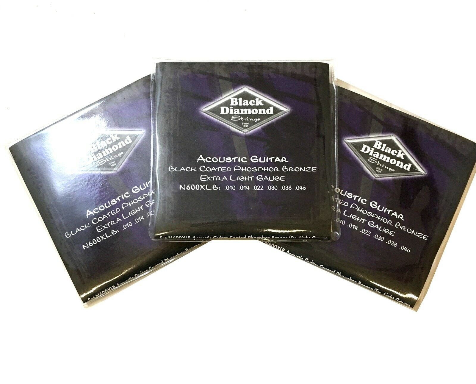 Black Diamond Guitar Strings 3 Packs Acoustic Extra Light Black Coated ...