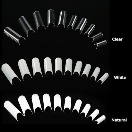 500Pcs/Pack Clear False Nail Art Tips C-shape French Nail Tips Acrylic ...