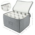 Lotfancy Gray Wine Glass Storage Case For 12 Glasses With Dividers