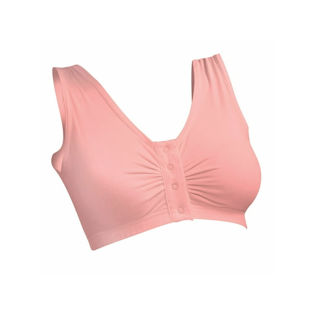 Womens Snap Front Closure Luxury Wireless Comfort Bra - Pink - XL ...