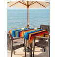 Abstract Colorful Stripes Square Outdoor Tablecloth with Umbrella Hole ...