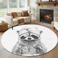 8ft Round Rug Raccoon Area Rugs for Living Room Bedroom Washable Non ...