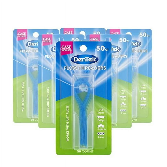 DenTek Floss Threaders for Braces, Bridges, and Implants 50 Count, 6 ...
