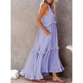Anbech Women's 2024 Sleeveless Boho Beach Party Dress, Ruffled Pleated ...