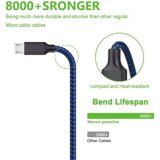 Micro USB Cable, 3Pack 6FT Android Charger Cord Long Nylon Braided Sync ...