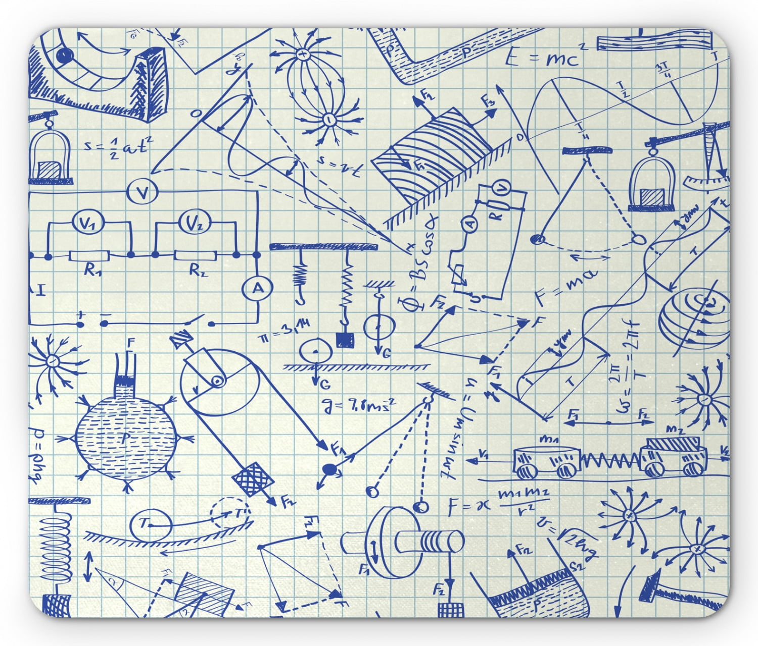 Physics Mouse Pad, School Themed Technical Formula and Drawings on ...