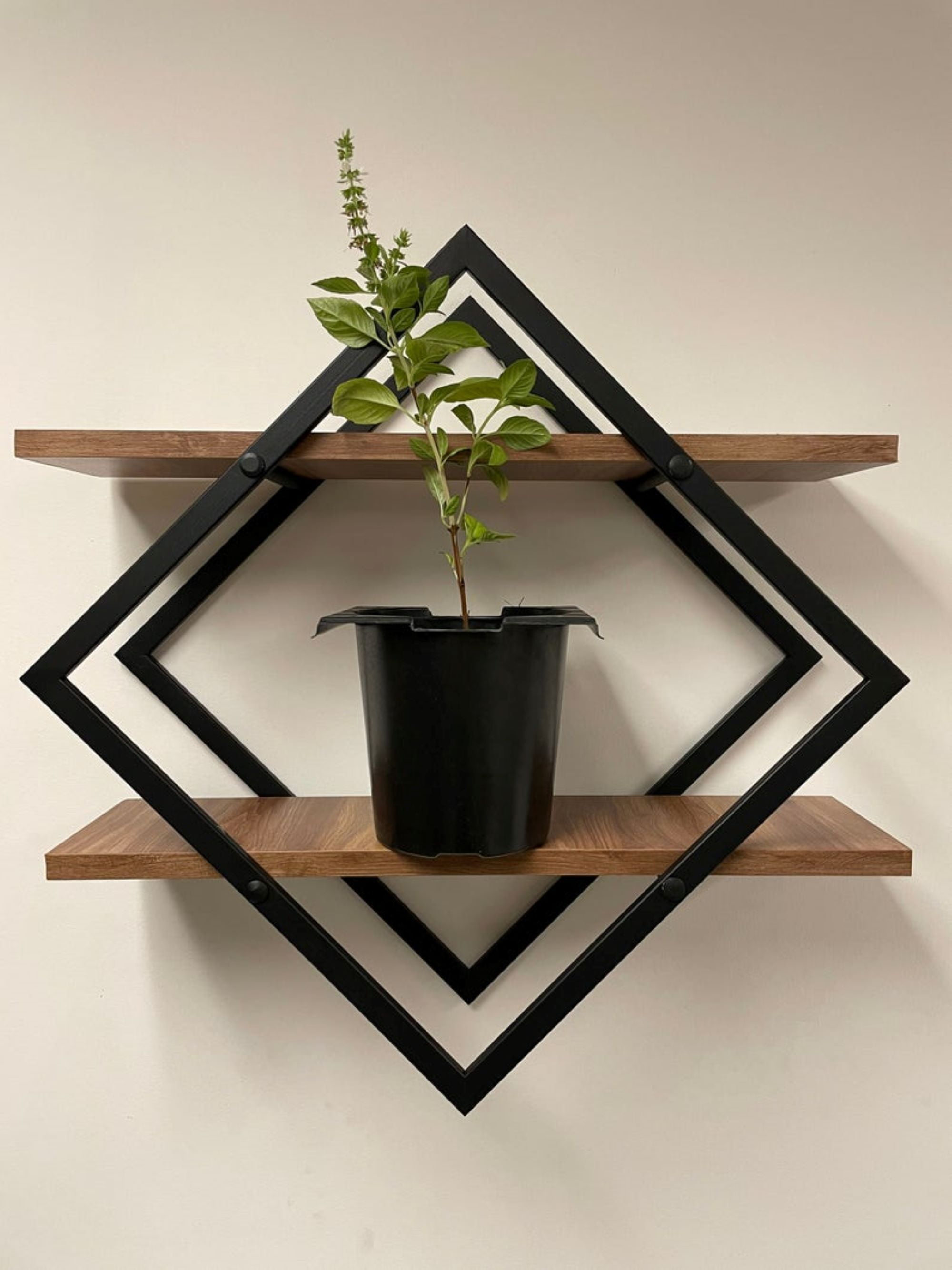 DIAMOND SHAPE RECTANGULAR METAL FRAME WALL SHELF - Walmart.com