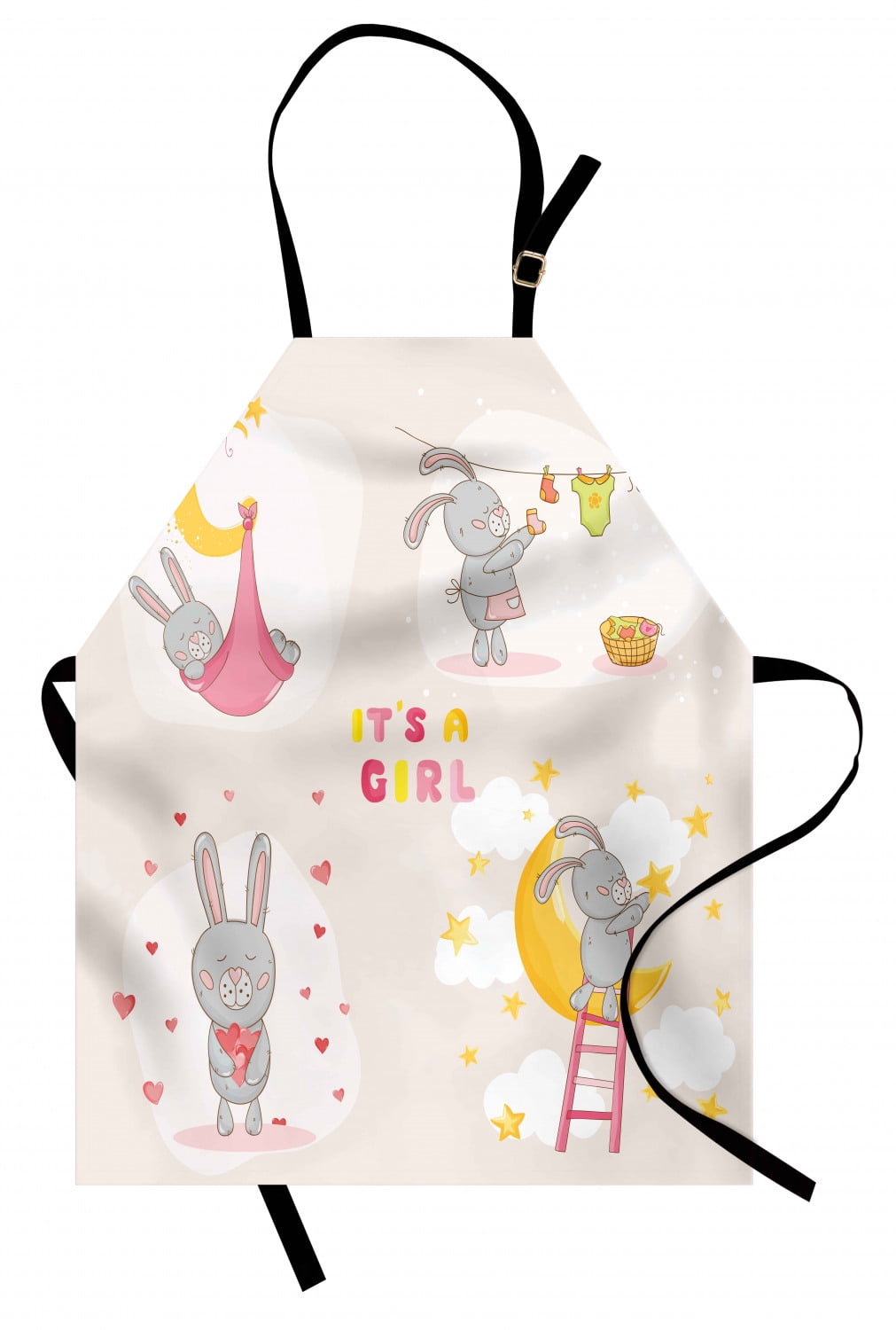 Teen Girls Apron Bunny Rabbit Sleeping Doing Laundry Picking Stars Love ...