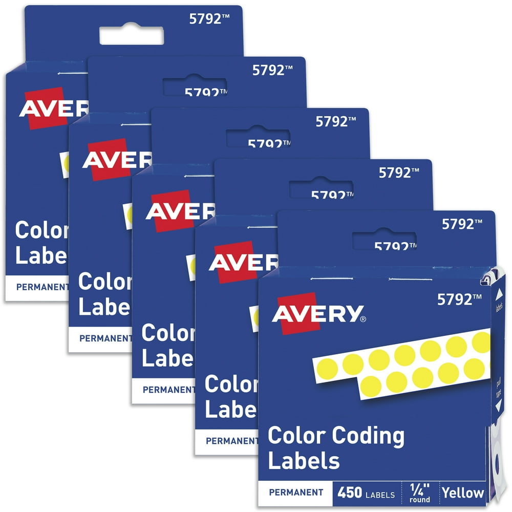 Avery Dot Stickers 1/4 Inch, 450 Yellow Stickers Per Pack, 5 Packs ...