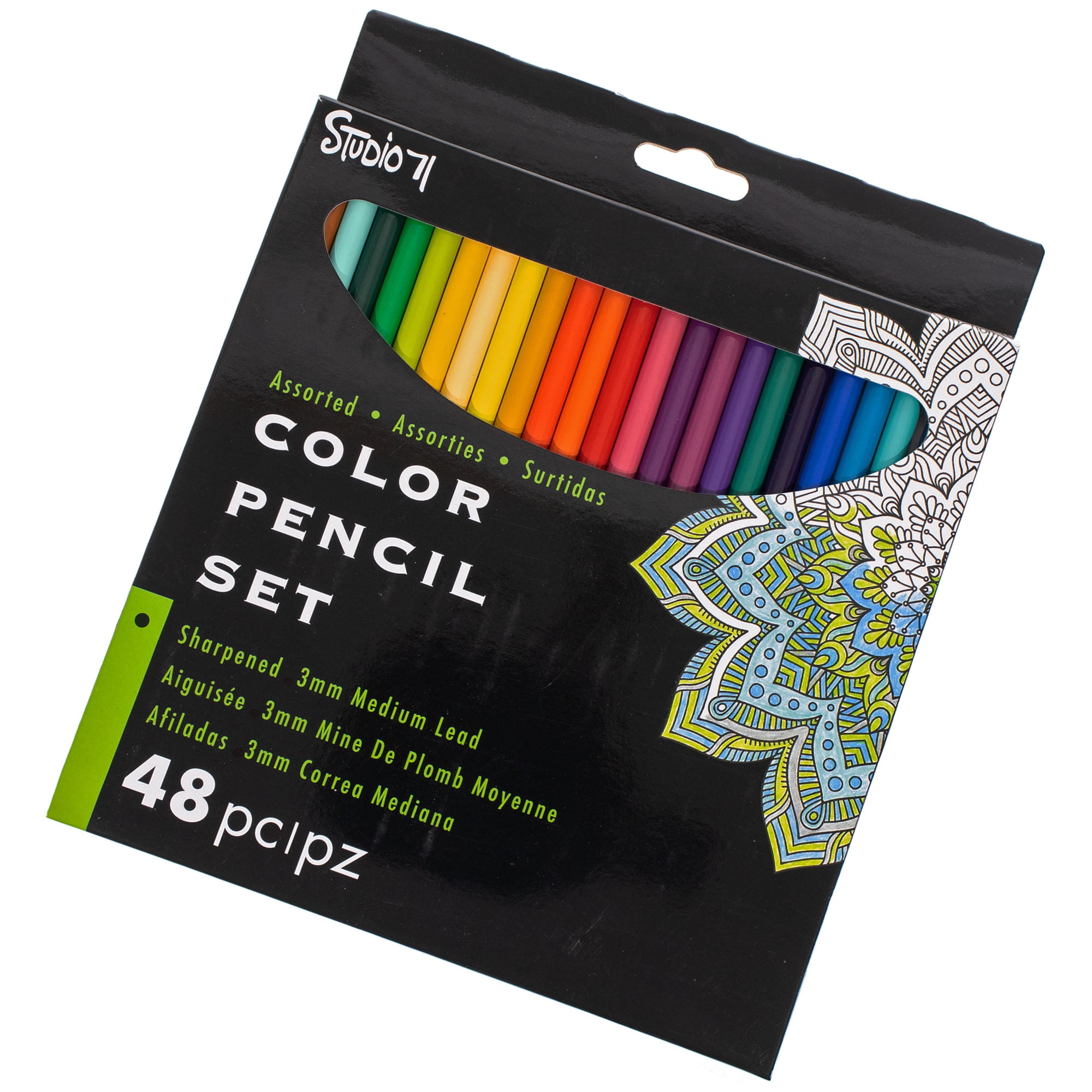48 Piece Set of Colored Pencils – 7-Inch Length – Pre-Sharpened 0.3mm ...