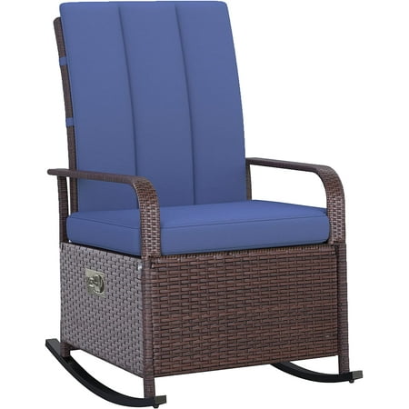 Wicker Rocking Chair Outdoor Sofa Glider Rocker Patio Rattan Recliner ...