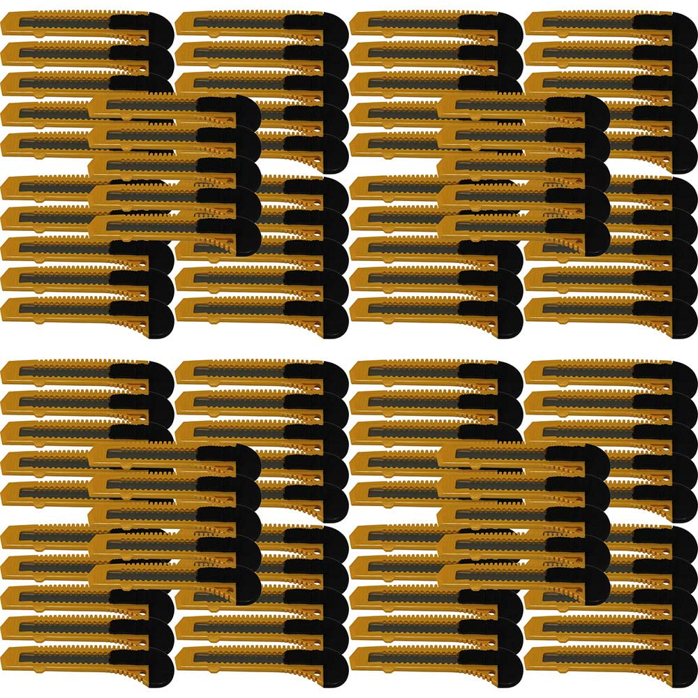 100 Bulk Yellow Utility Knife Box Cutters Snap Off Blade 9MM Blade ...