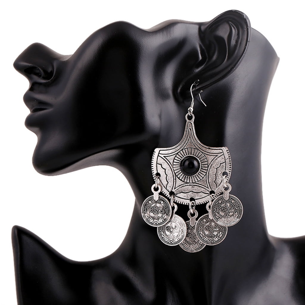 Par de aretes colgantes bohemios perfecl Plata antigua | Bodega Aurrera ...