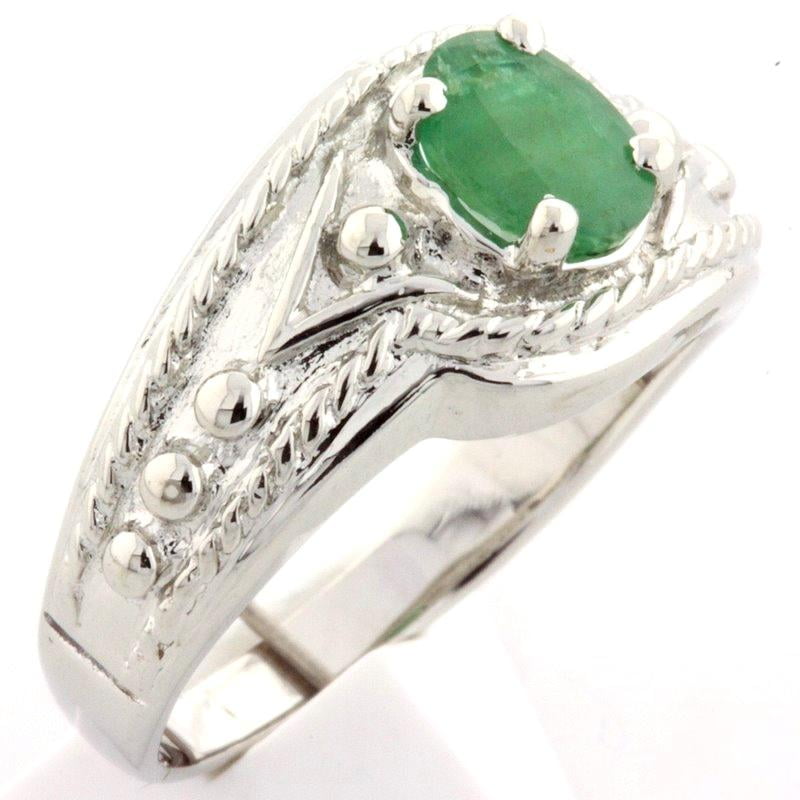 925 Sterling Silver Genuine Oval Emerald Ring - Walmart.com