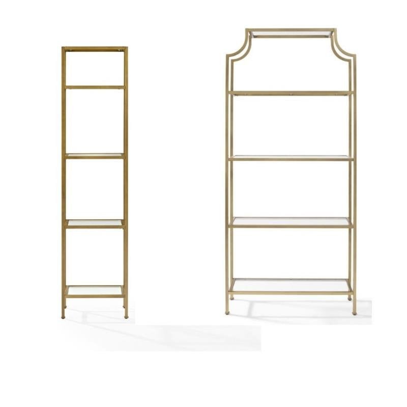 Crosley Aimee 2 Piece Open Display Case Glass Bookcase Set in Antique ...