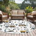 Cartoon Tractor Round Area Rug 5Ft Washable Circle Rugs for Living Room ...