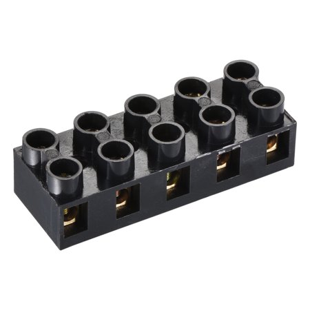 Uxcell Terminal Block 500V 10A Dual Row 5 Positions Screw Electric ...