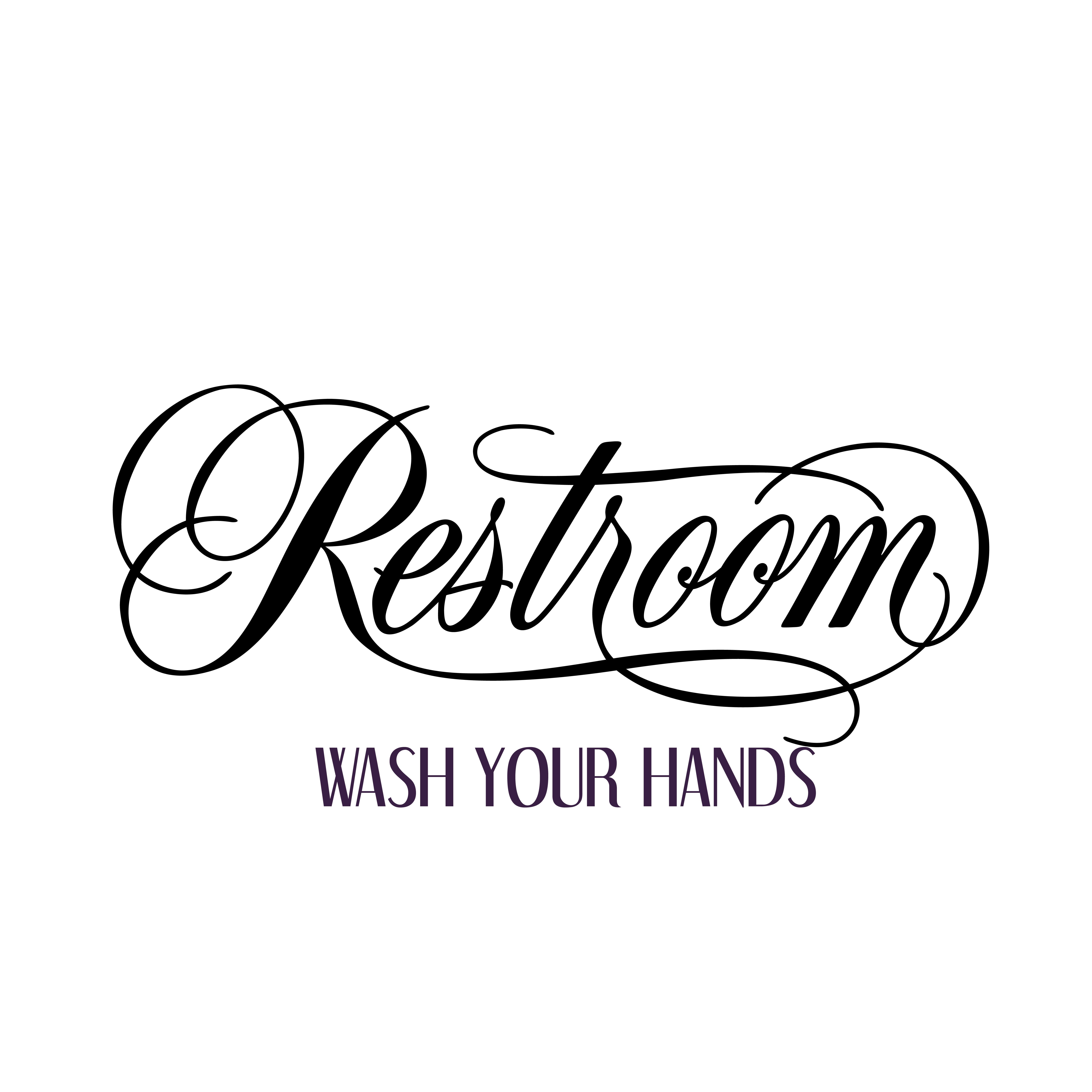 RESTROOM - Easy To Apply Restroom Lettering Art Calligraphy Wall ...