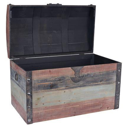 Household Essentials Stripped Weathered Wooden Storage Trunk, Large ...