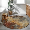 Brown Gray Round Area Rug 4 FT, Non Slip Indoor Outdoor Rug, Rustic ...