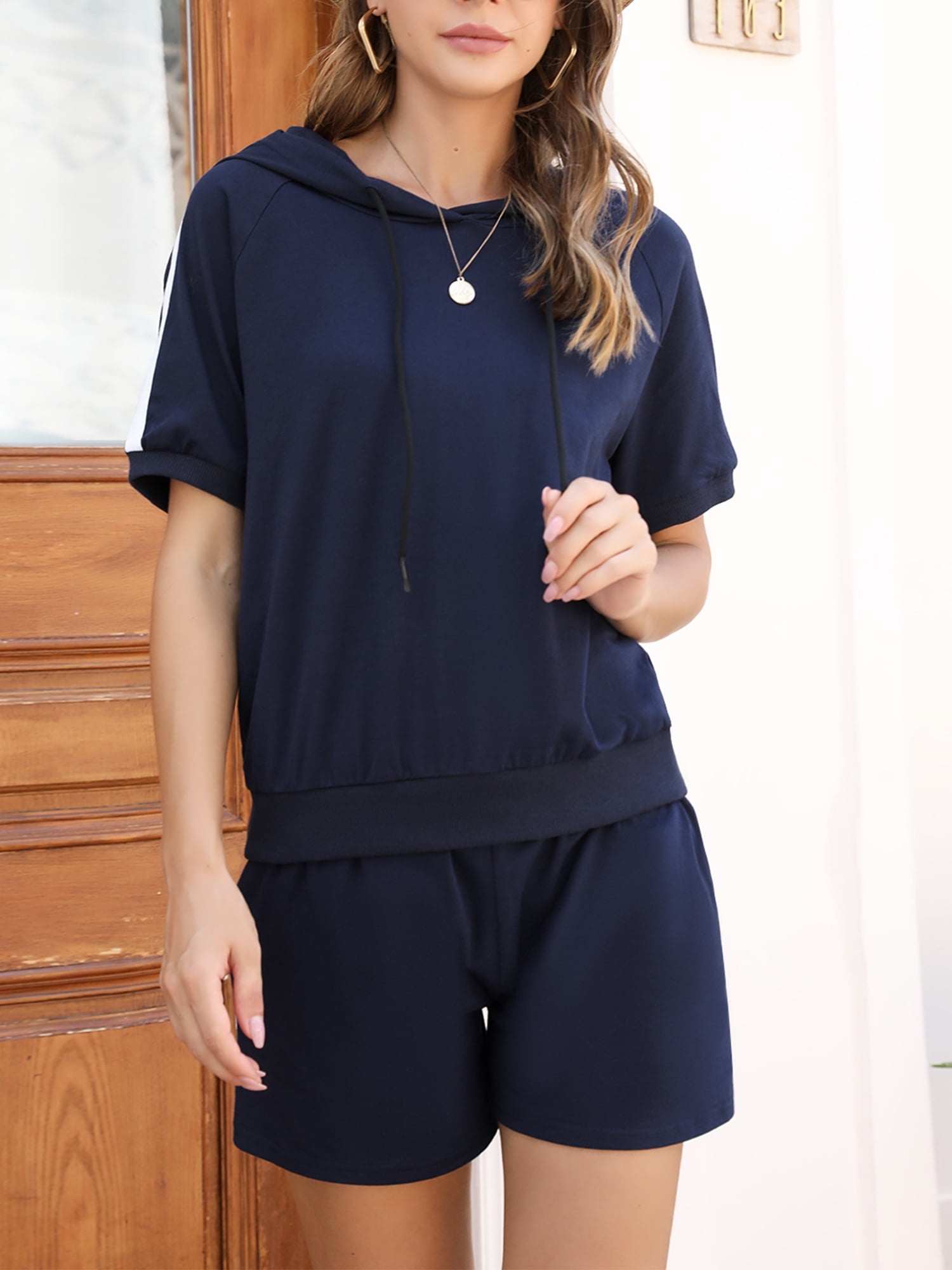 Doaraha Women's 2 Piece Outfits Set Loungewear Sportswear Short Sleeve ...