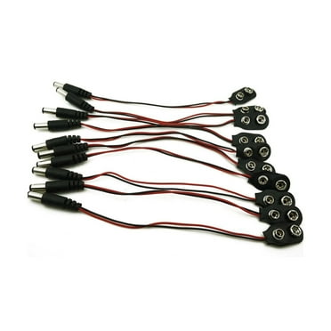 10pcs 9V DC Battery Power Cable 2.1x5.5mm Male Plug Clip T type ...